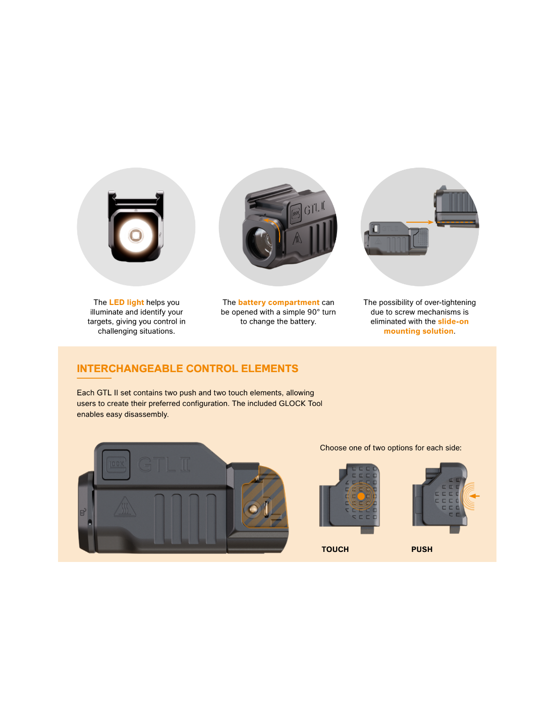 LAMPE GLOCK GTL II LED 01 SET - Armurerie de la Bourse